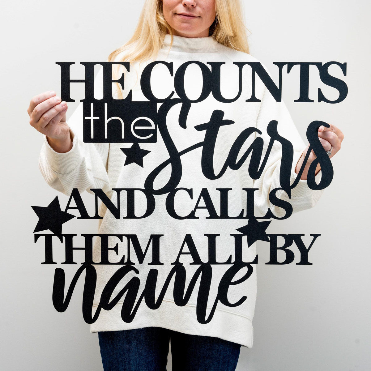 Metal Quote He Counts the Stars Wall Art | Christian Home Church Decor ...