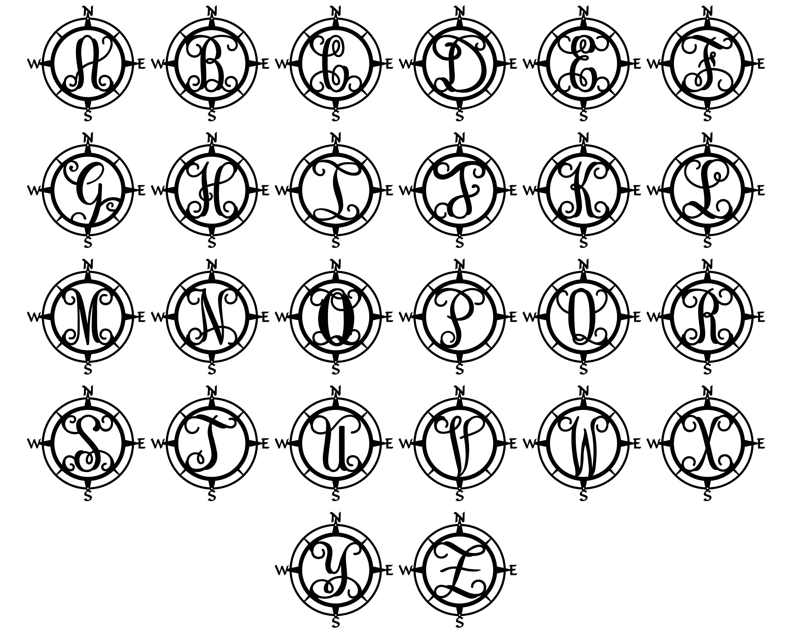 Outdoor Metal Compass Letter Monogram | Destination Wedding Gift ...