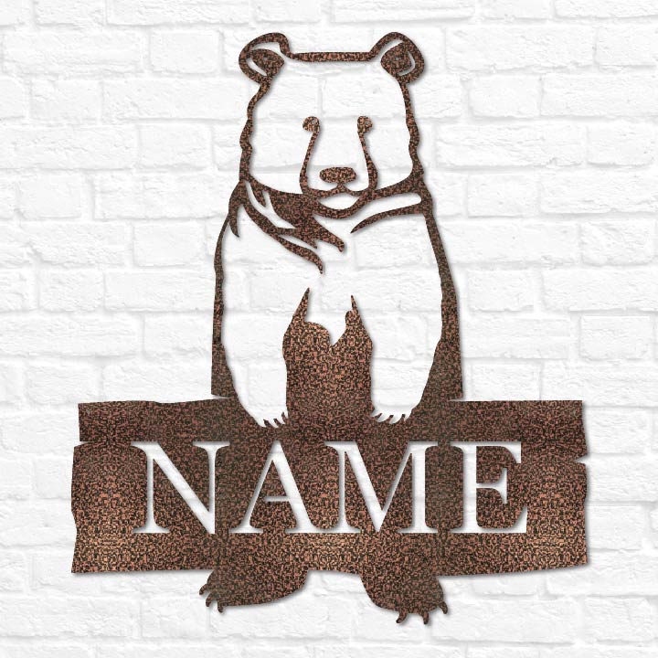Standing Bear Monogram | Metal Black Bear Decor | Custom Bear Sign ...