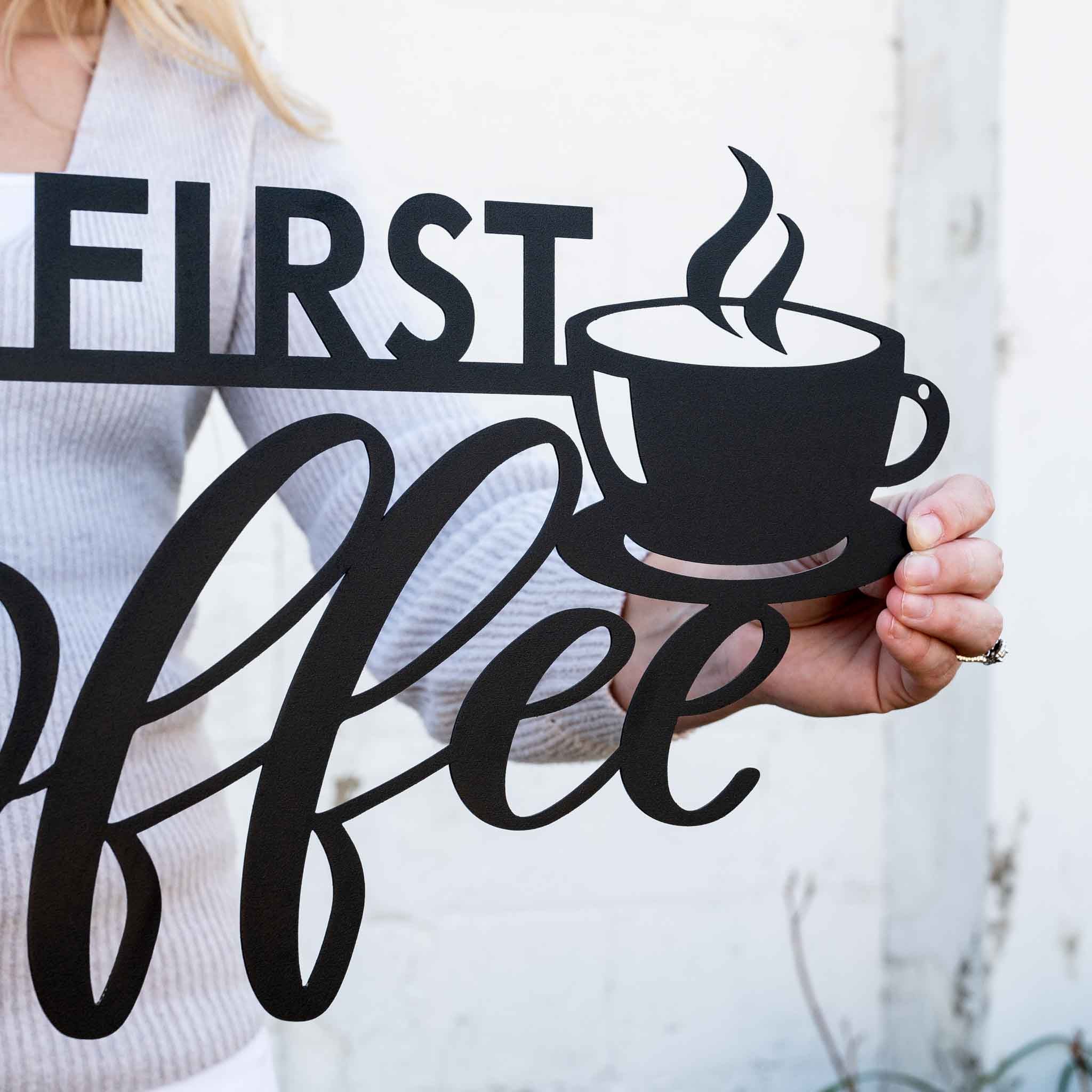Metal "But First Coffee" Wall Decor | Kitchen Coffee Cafe Decor ...