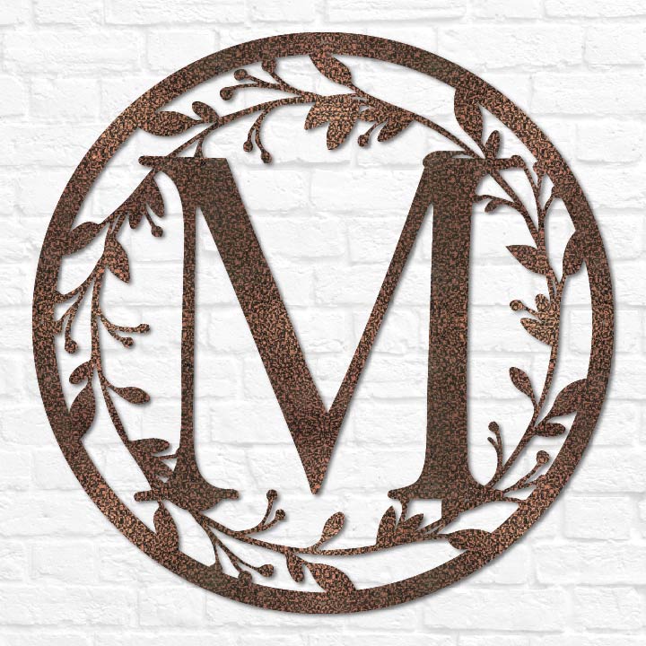 Letter Circle Monogram with Vines | Custom Wedding Bridal Shower Gift ...