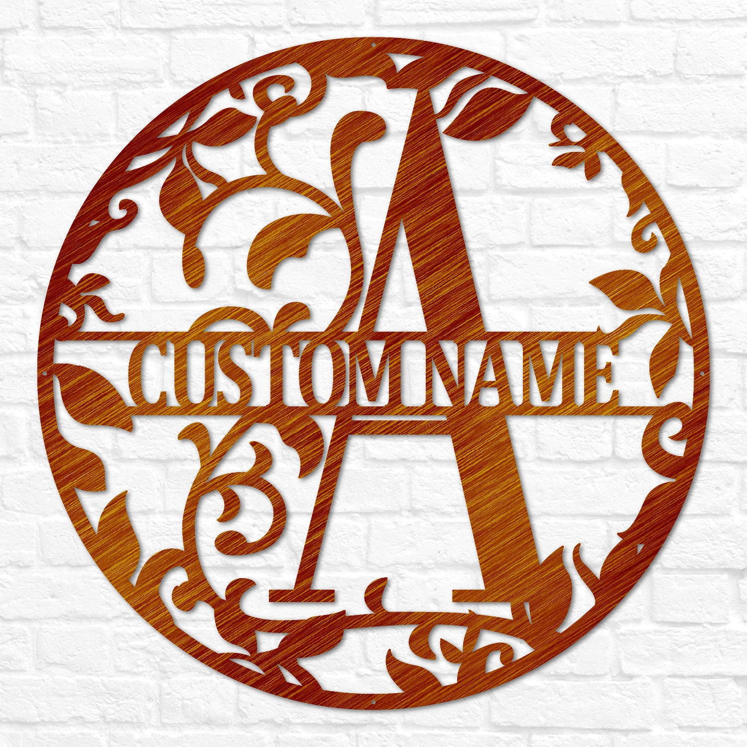 Circle Split Letter Foliage Monogram | Personalized Metal Wall Decor ...