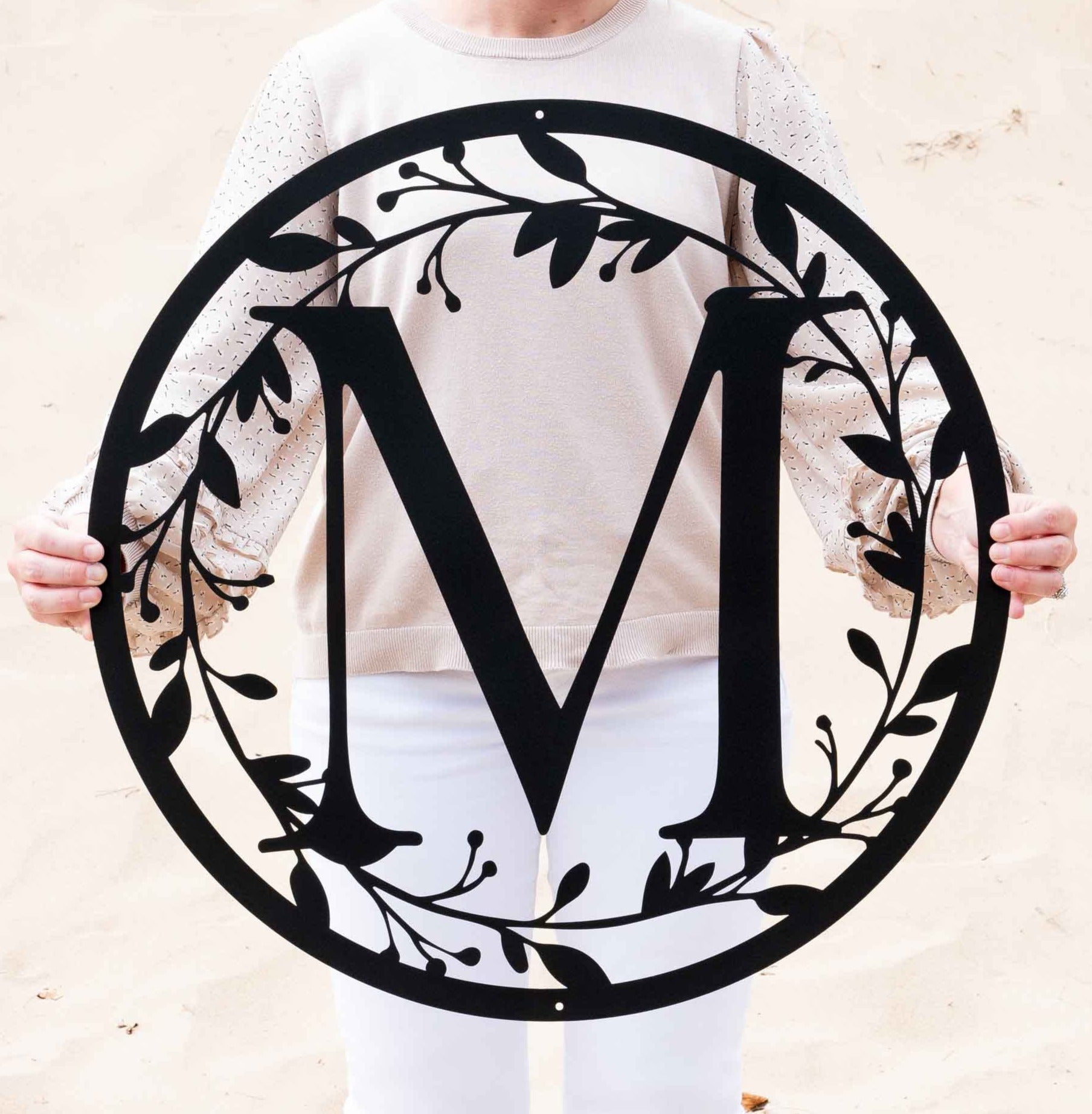 Letter Circle Monogram with Vines | Custom Wedding Bridal Shower Gift ...