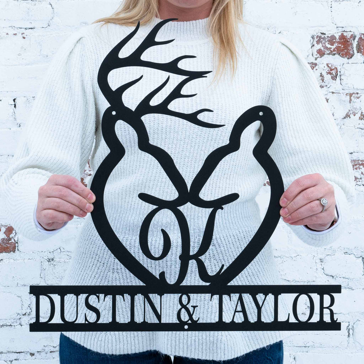 Personalized Deer Heart Letter Monogram with Names | Couples Gift ...