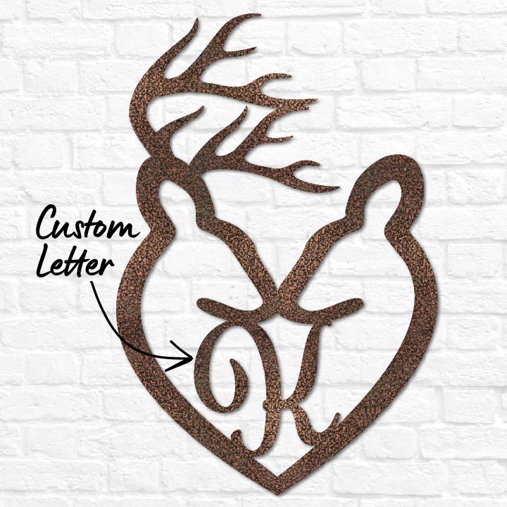 Personalized Deer Heart Letter Monogram | Couples Wedding Gift ...