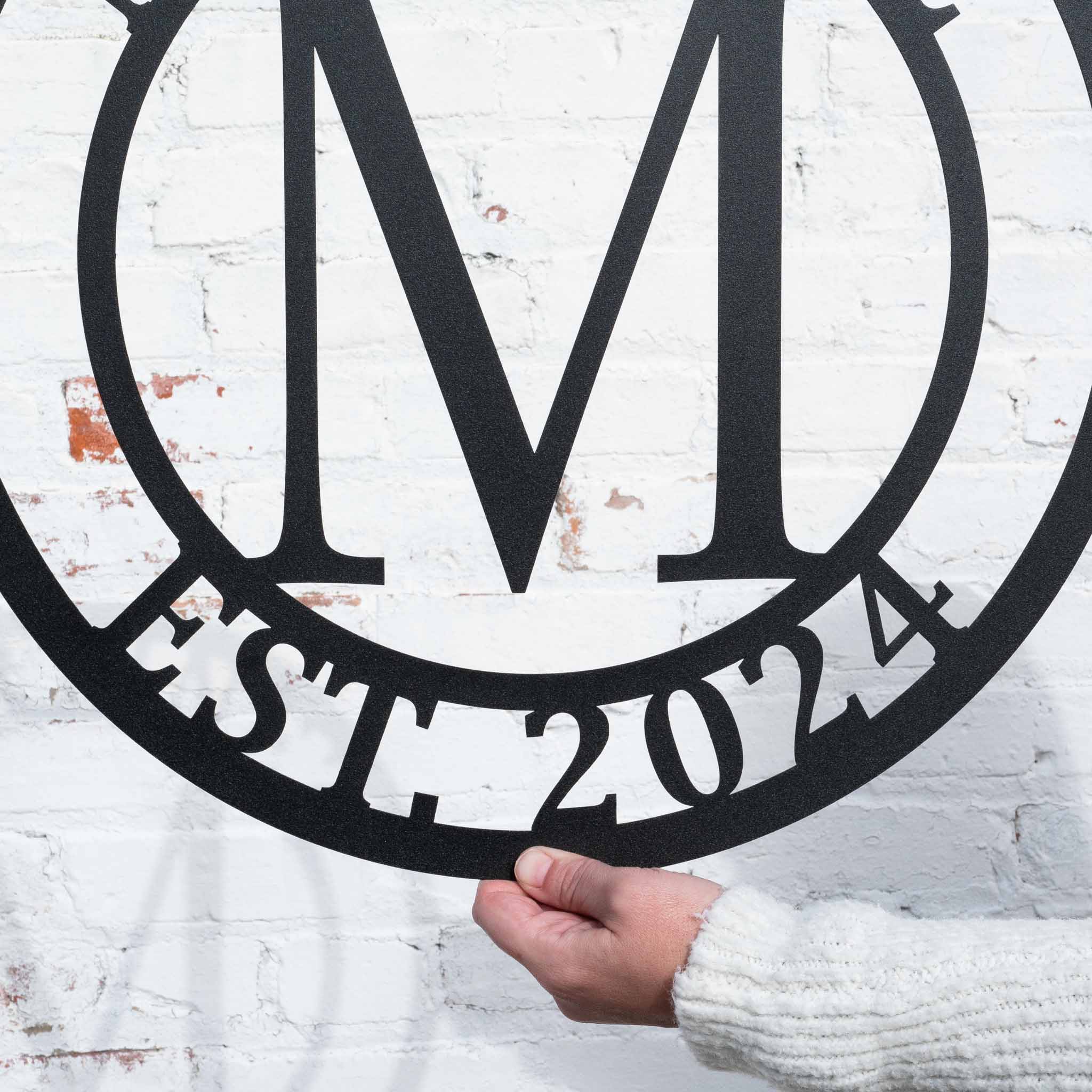 Double Circle Letter Monogram | Last Name Established Sign with Letter ...