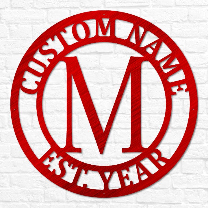 Double Circle Letter Monogram | Last Name Established Sign with Letter ...