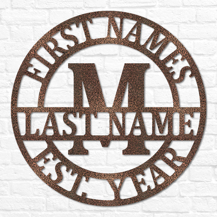 Double Circle Split Letter Metal Monogram | Personalized Home Decor ...