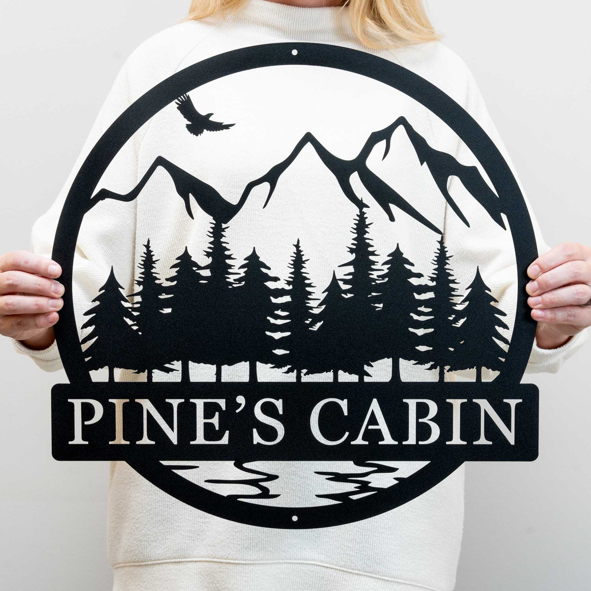 Outdoor Tree Line Name Sign | Custom Cabin Home Decor | Gift for Dad ...
