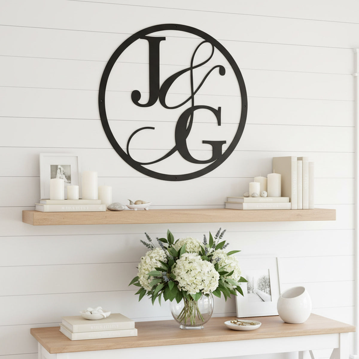 Personalized Circle Initials Metal Sign | Custom Monogram Wall Decor ...