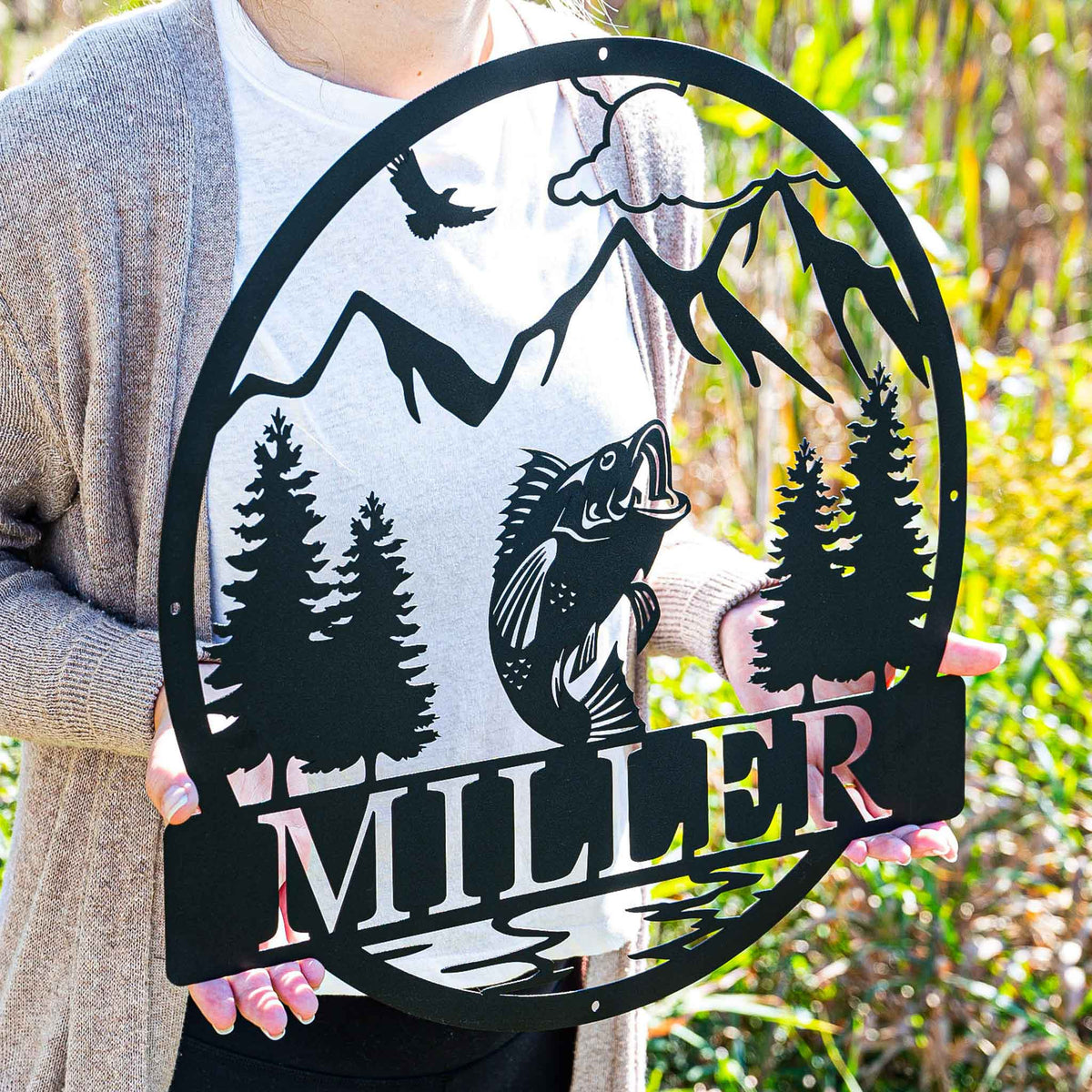 Bass Fish Outdoor Monogram | Personalized Fishing Decor | Name Sign ...