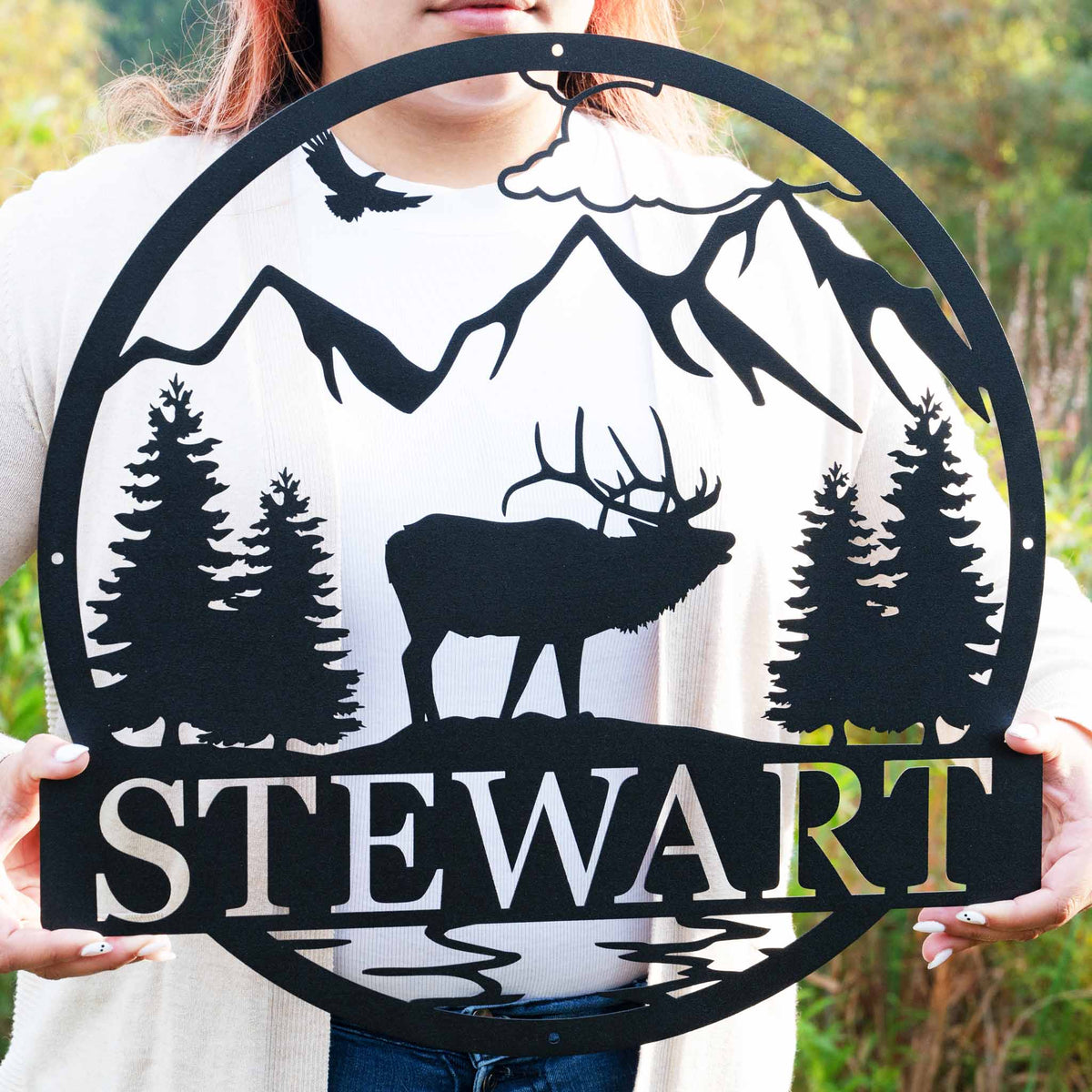 Elk Outdoor Monogram | Elk Name Sign for Cabin Decor | Hunting Gift ...