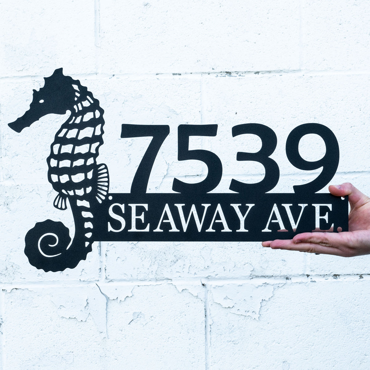 Coastal Address Sign – Custom House Number with Seahorse or Turtle ...