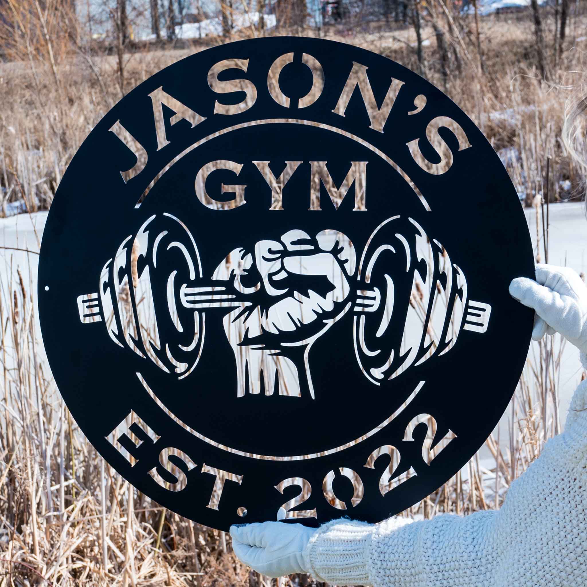 Dumbbell Gym Sign | Gym Sign | Fitness Center Sign– Lakeshore Metal Decor