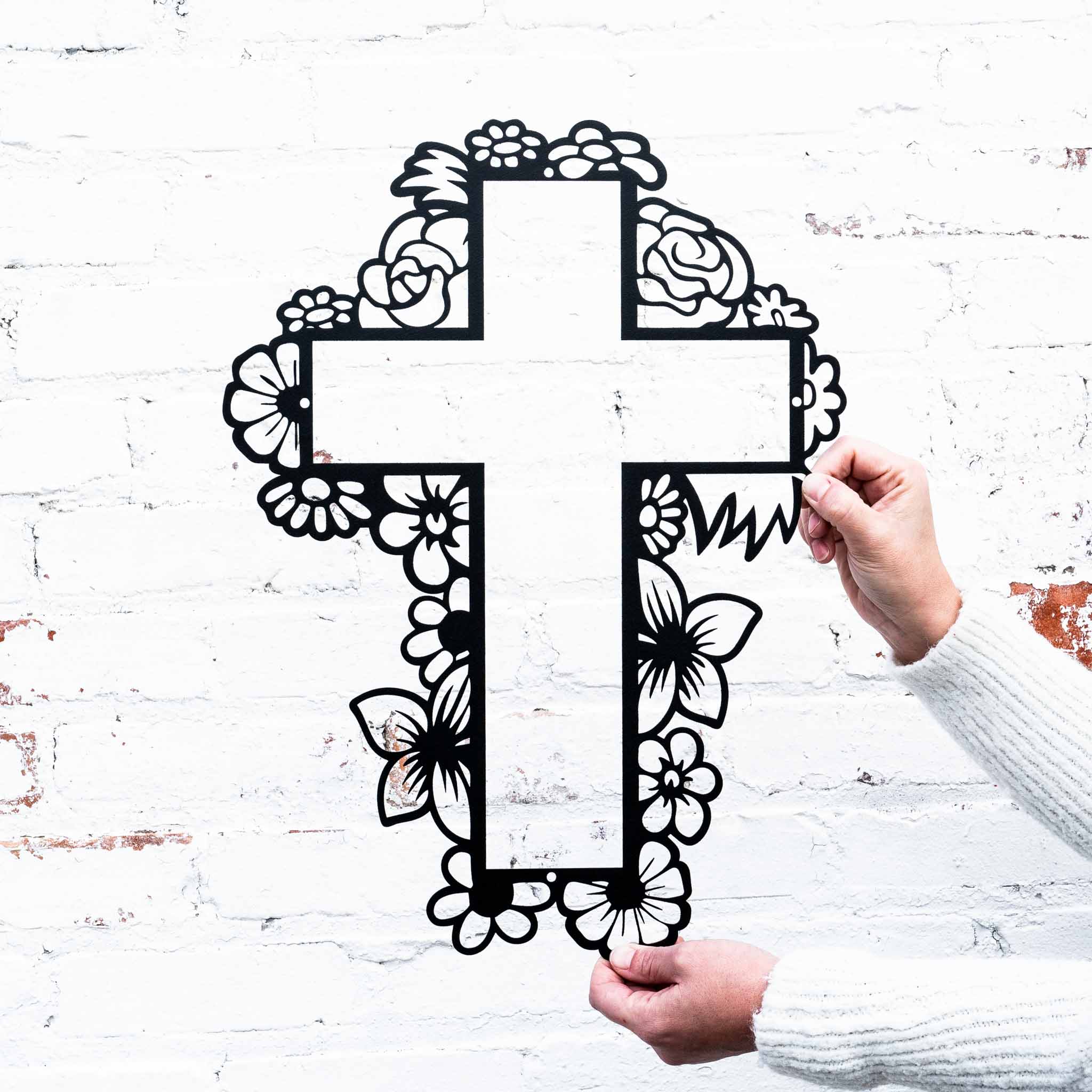 Metal Floral Cross Sign | Religious Wall Decor | Spiritual Decor ...