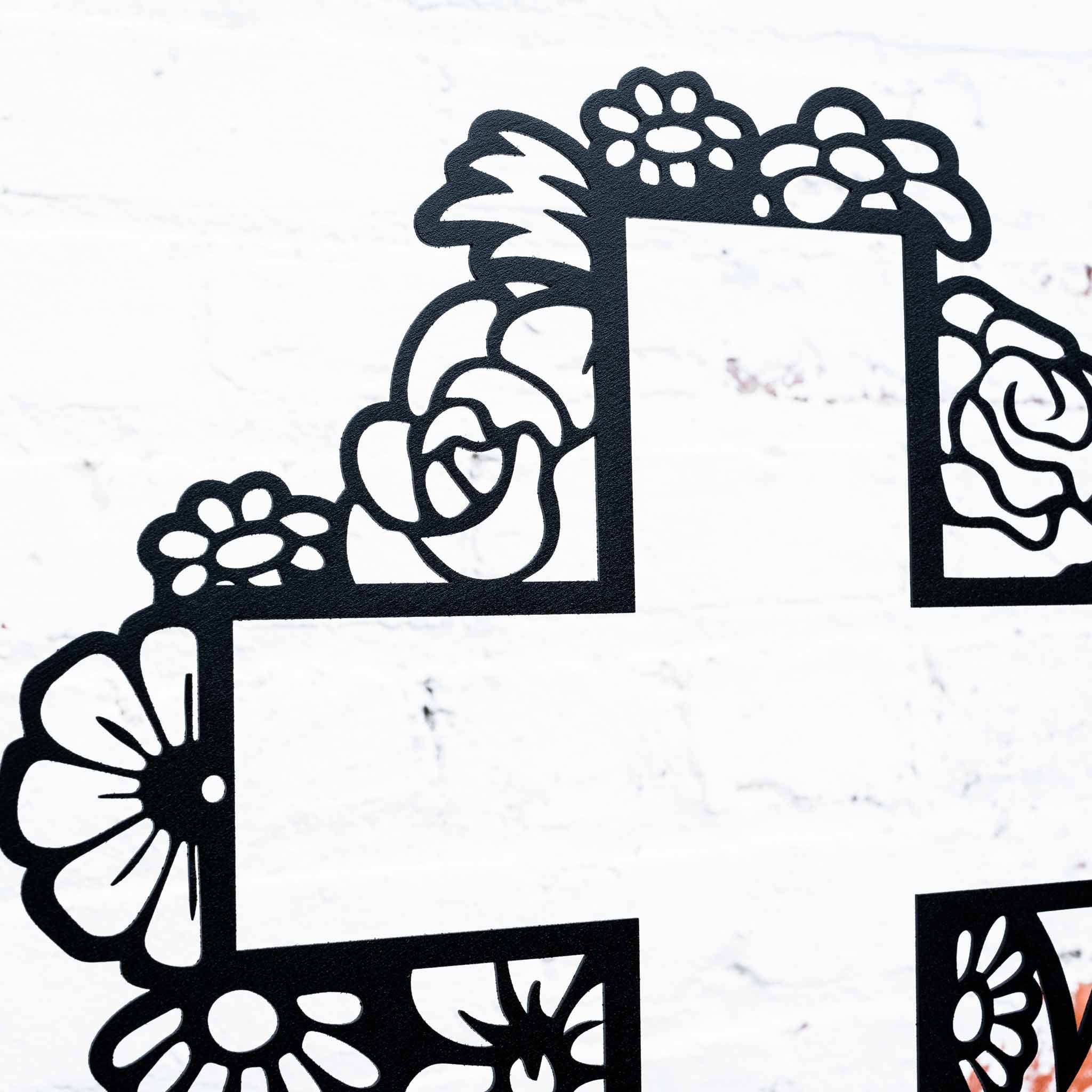 Metal Floral Cross Sign | Religious Wall Decor | Spiritual Decor ...