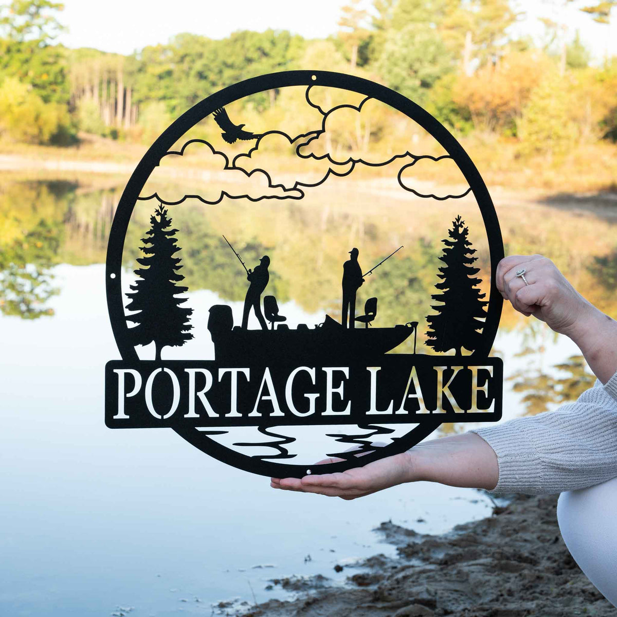 Fishing Boat Outdoor Monogram | Outdoor Cabin Name Sign Cottage Decor ...