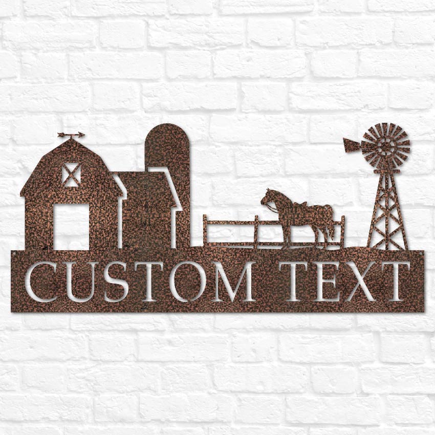 Personalized Metal Outdoor Ranch Scene Name Sign | Custom Farm Decor ...