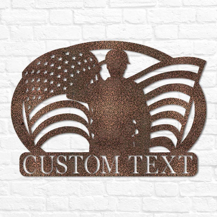 Military Monogram | Metal Name Sign with US Flag | Veteran Gift ...