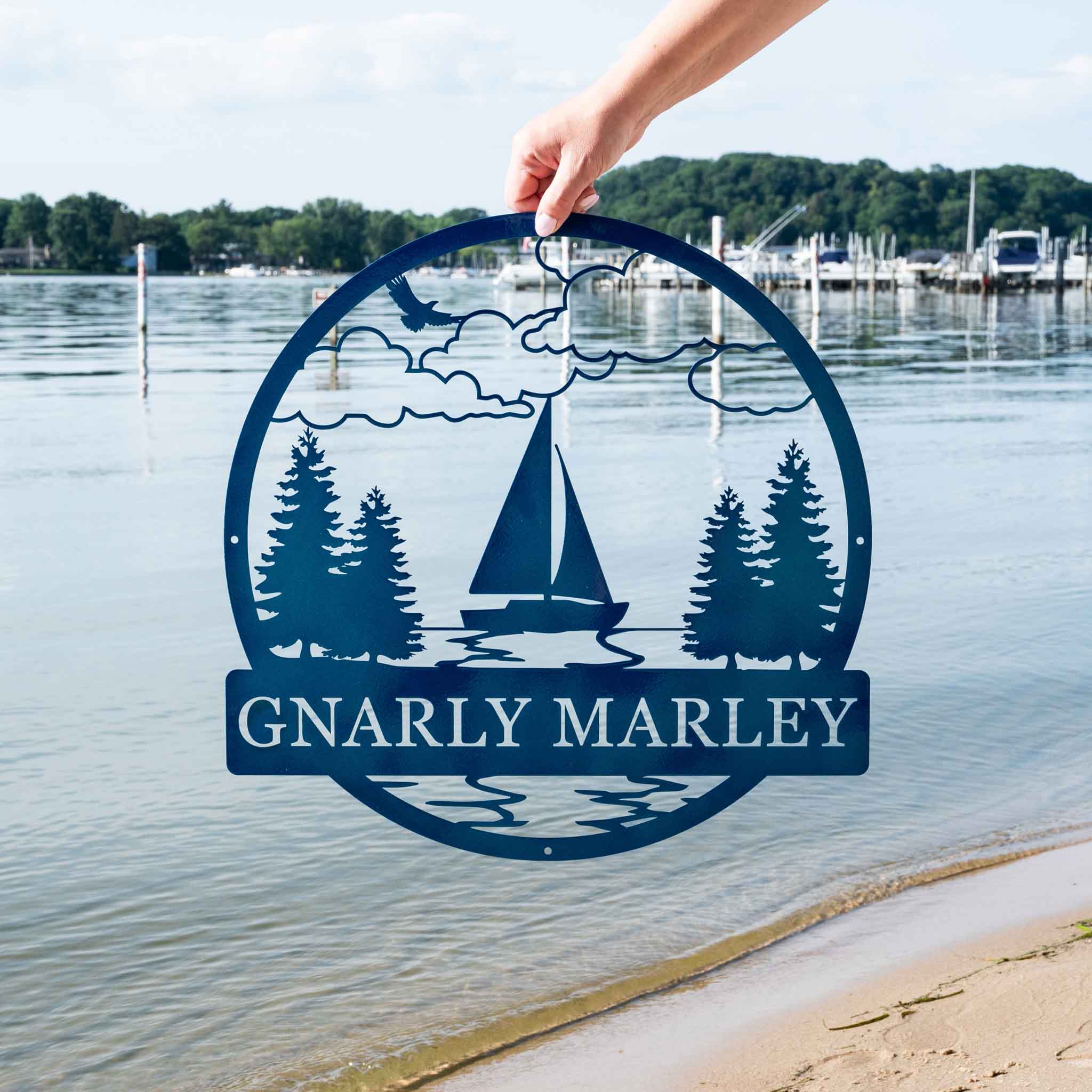 Outdoor Sailboat Metal Name Sign | Personalized Coastal Cottage Cabin ...