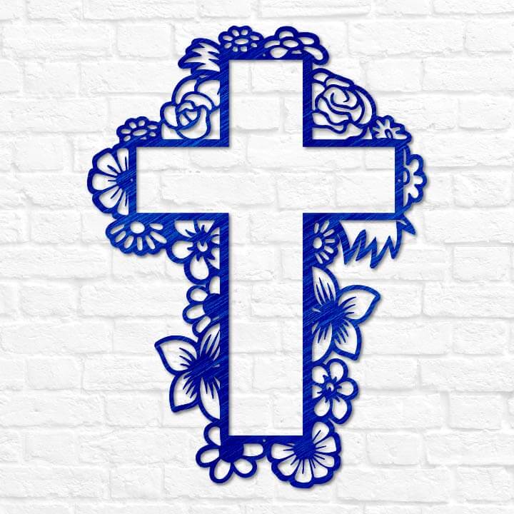 Metal Floral Cross Sign | Religious Wall Decor | Spiritual Decor ...