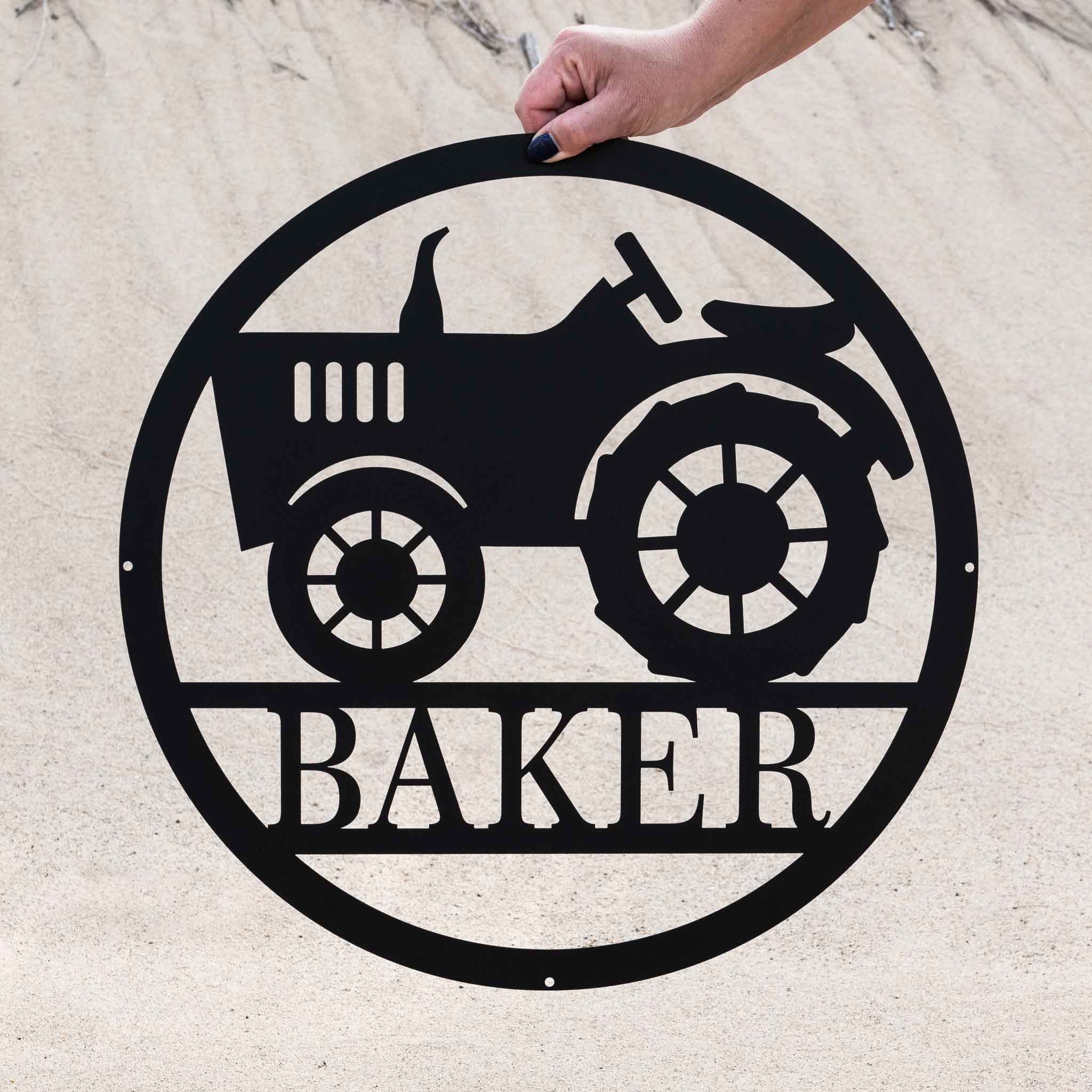 Pesonalized Tractor Circle Name Sign | Farmhouse Barn Farmer Gift ...