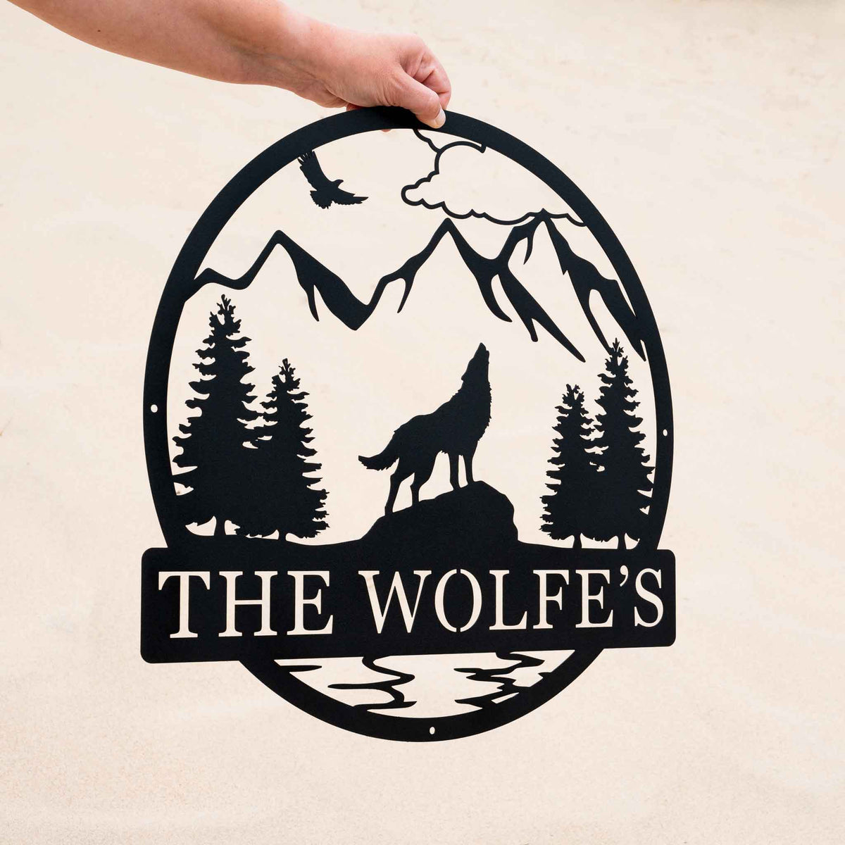 Custom Outdoor Wolf Name Sign | Wilflife Rustic Cabin Outdoor Decor ...