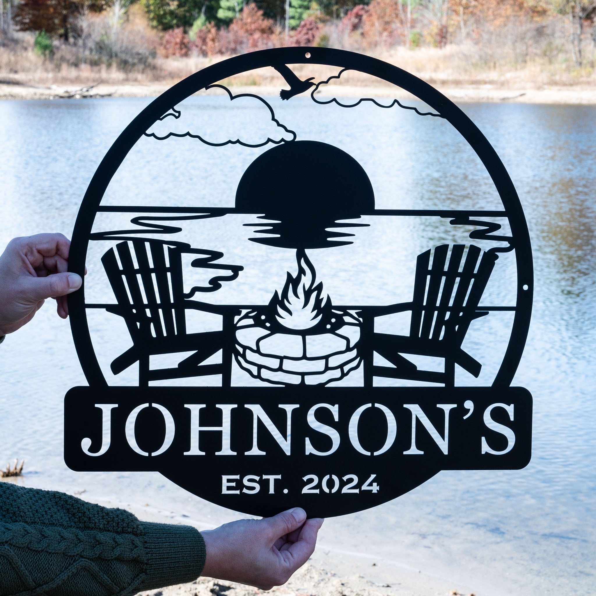 Personalized Campfire Monogram Name Sign | Mountain Outdoor Decor ...