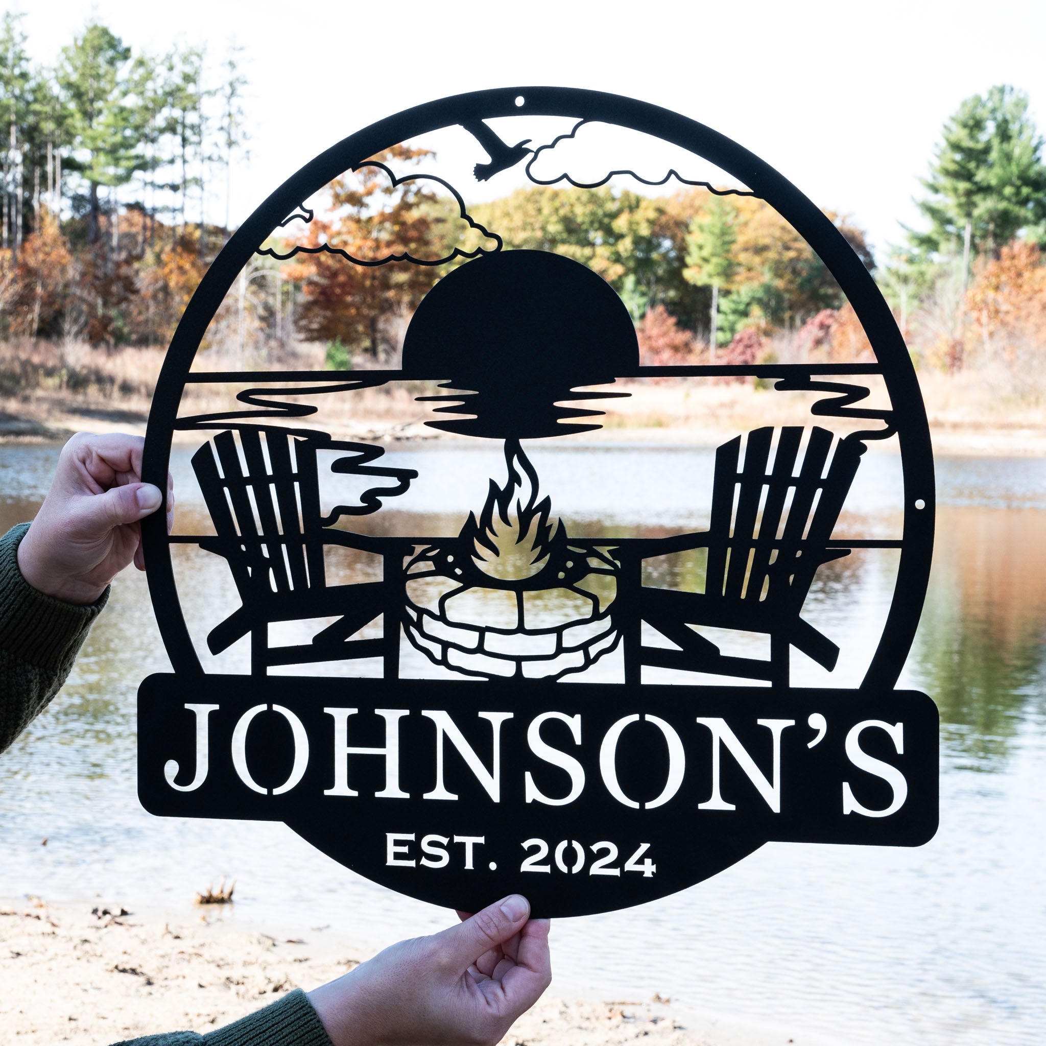 Beach Campfire Monogram | Lake House Beach Decor | Custom Metal Decor ...
