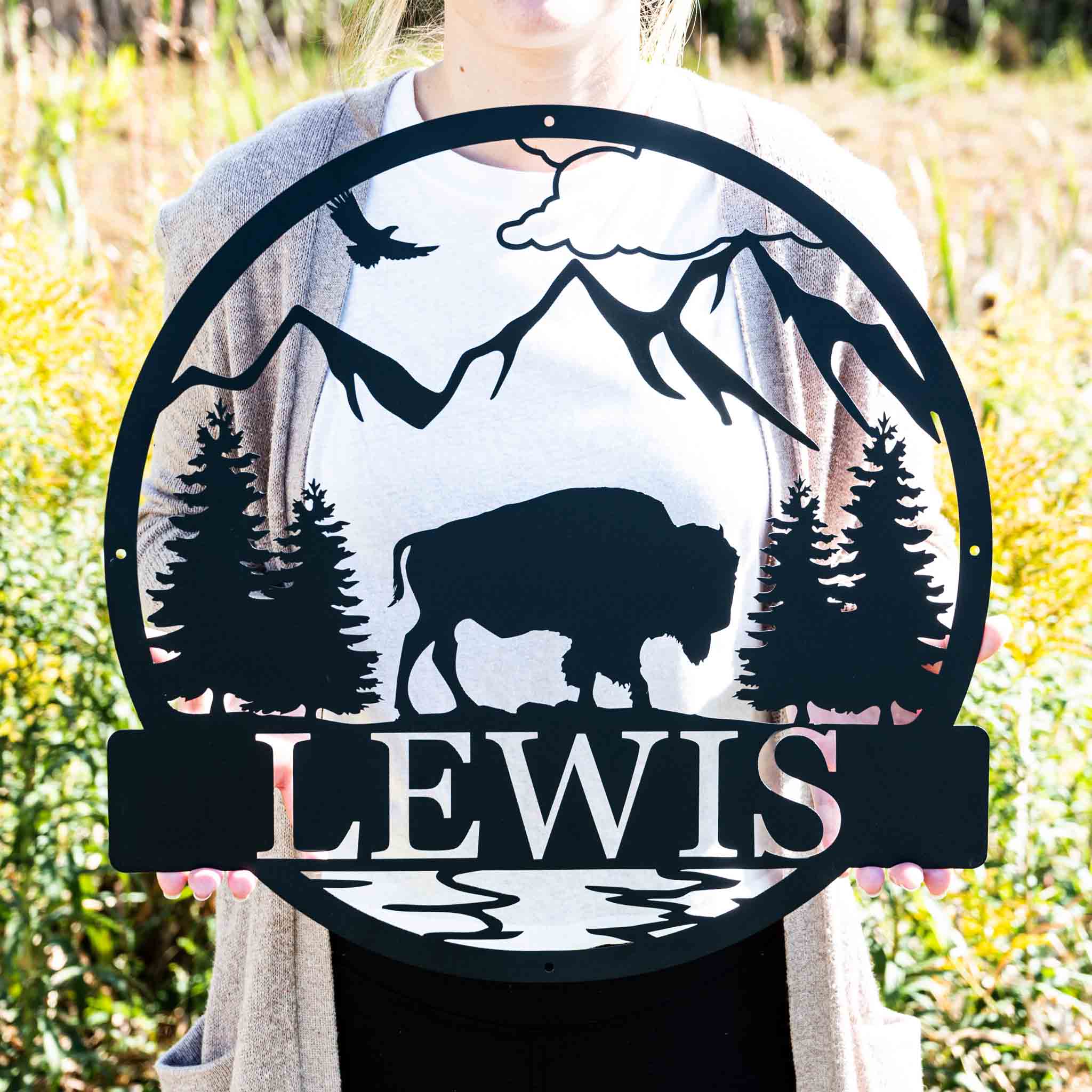 Personalized Bison Wall Art | Bison Name Sign | Outdoor Farm Barn Sign ...