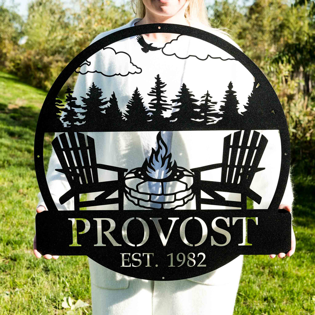 Personalized Campfire Monogram Name Sign | Mountain Outdoor Decor ...