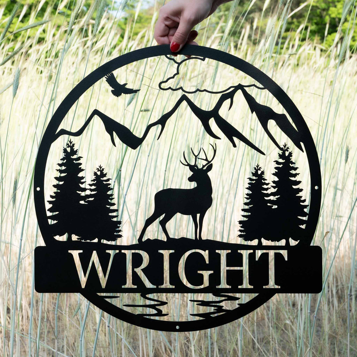 Deer Buck Outdoor Monogram | Outdoor Cabin Decor | Deer Name Sign ...