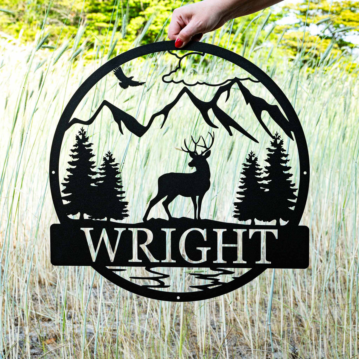 Deer Buck Outdoor Monogram | Outdoor Cabin Decor | Deer Name Sign ...