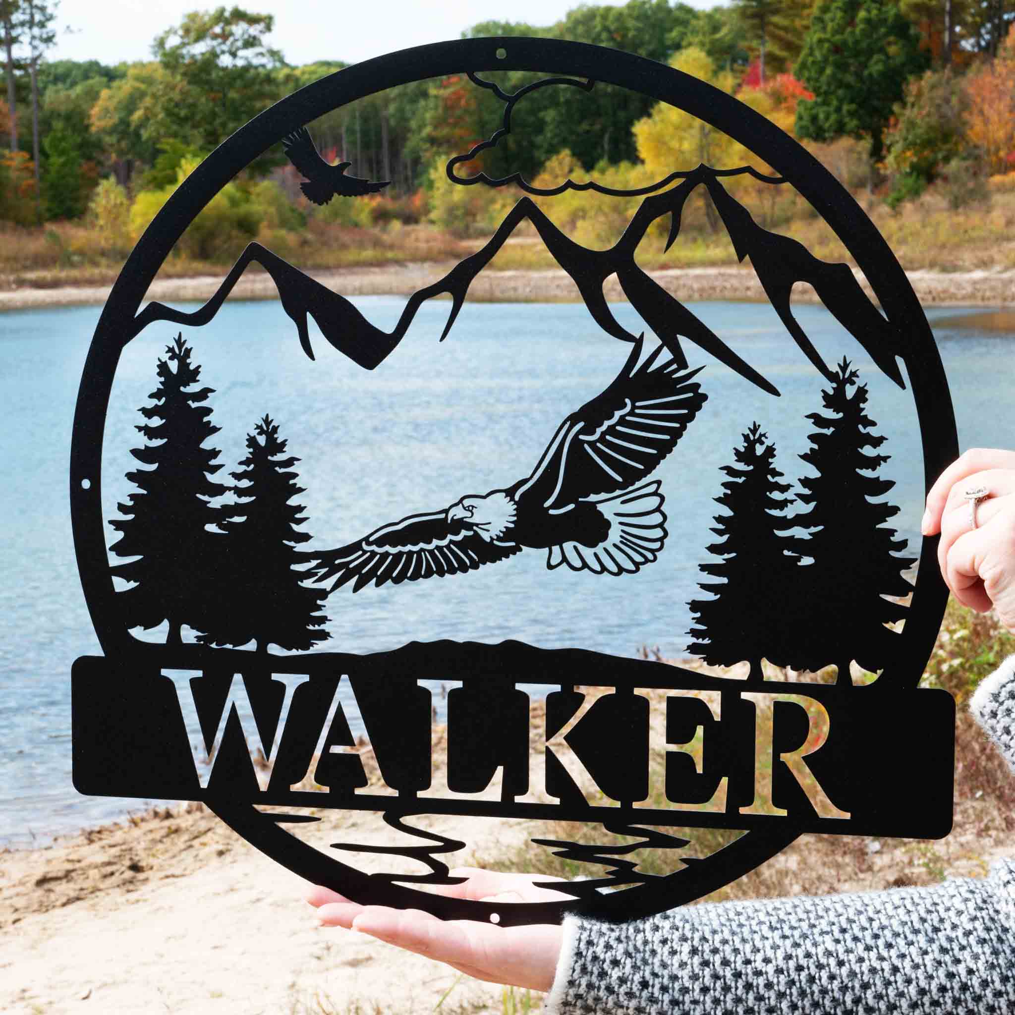 Eagle Outdoor Monogram | Eagle Home Cabin Decor | Family Name Sign ...