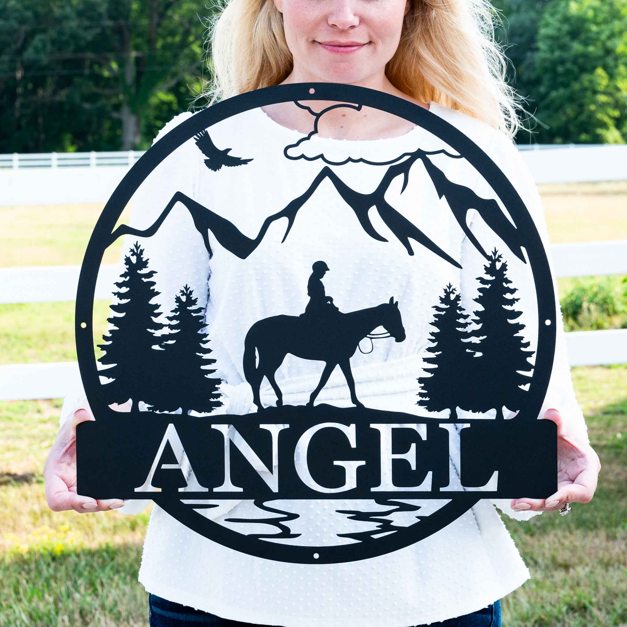 Outdoor Horse Equestrian Name Sign | Horse Ranch Farmhouse Barn Decor ...