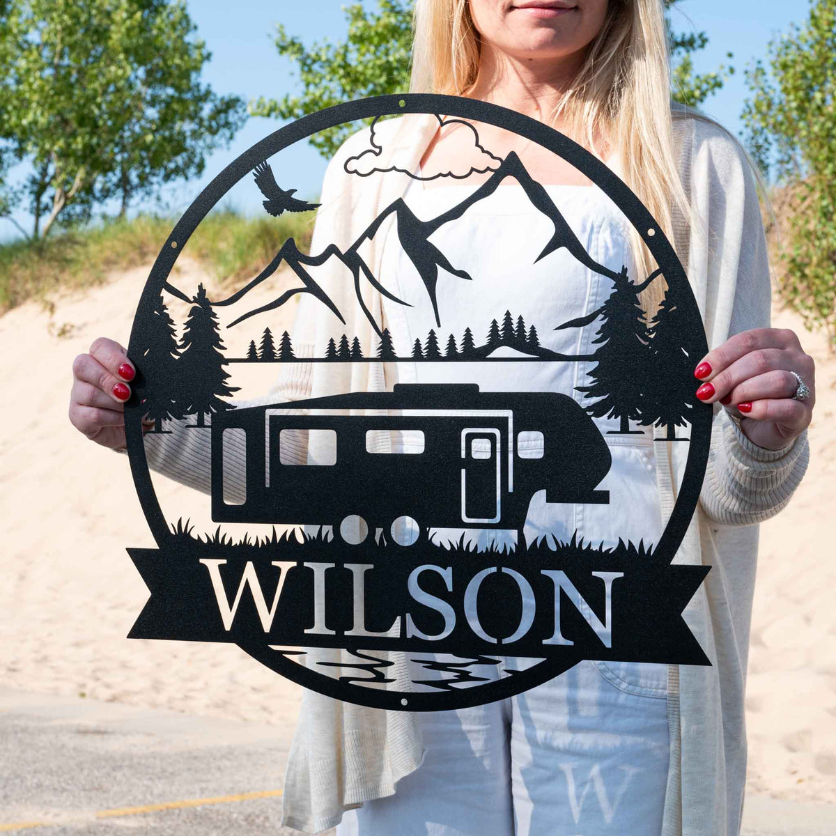 Fifth Wheel Outdoor Monogram | Family Name Sign | Camping Lovers Gift ...