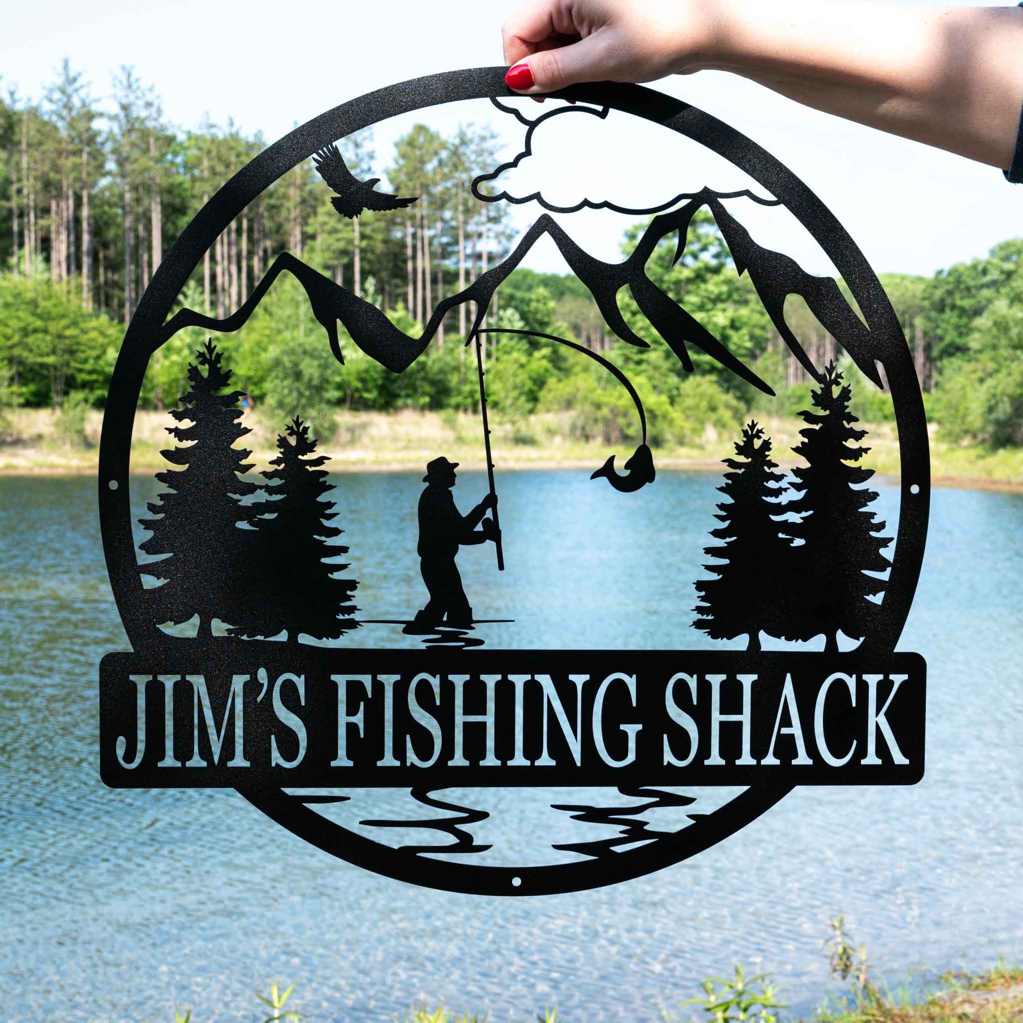 Outdoor Fisherman Name Sign | Fathers Day Gift | Fishing Shack Decor ...