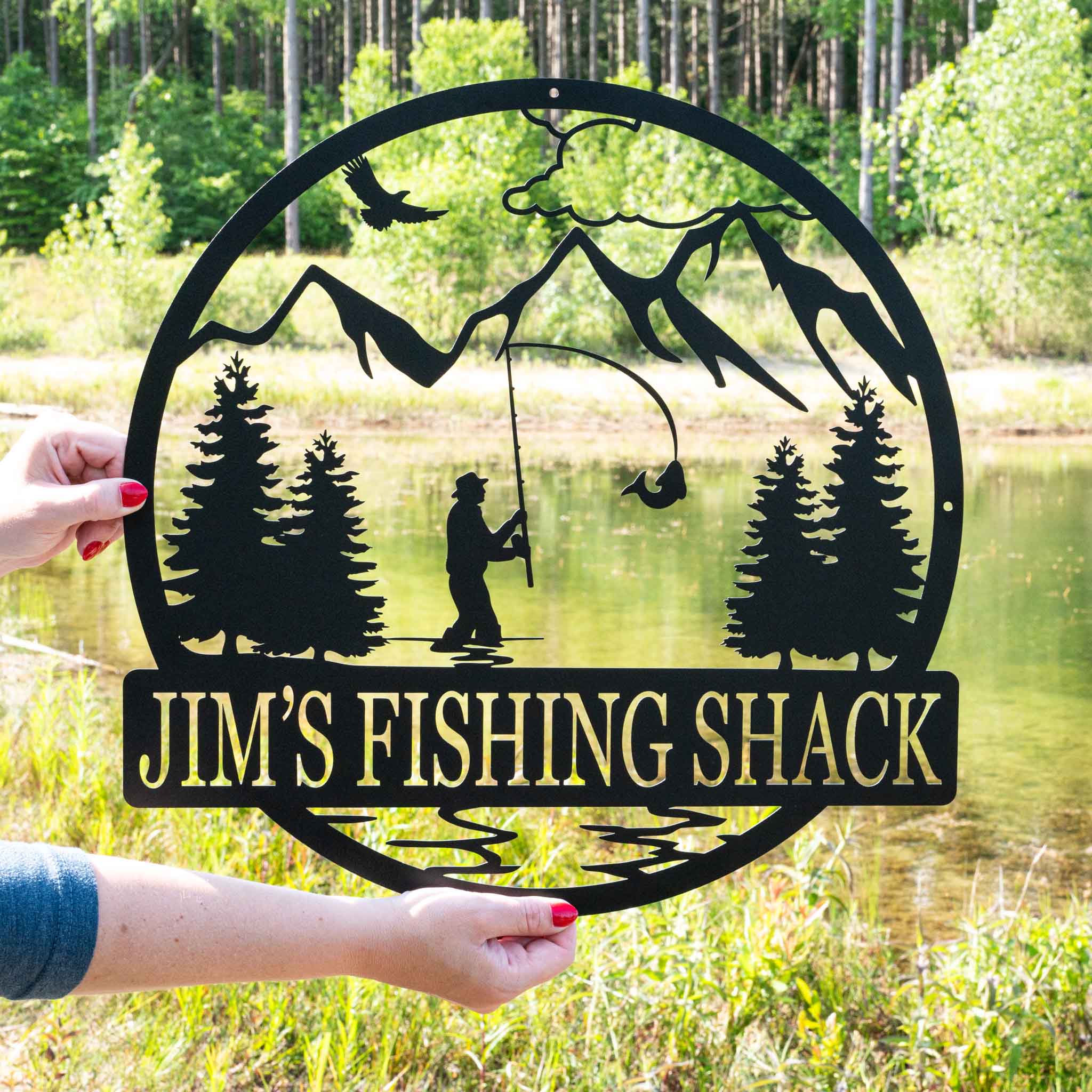 Outdoor Fisherman Name Sign | Fathers Day Gift | Fishing Shack Decor ...