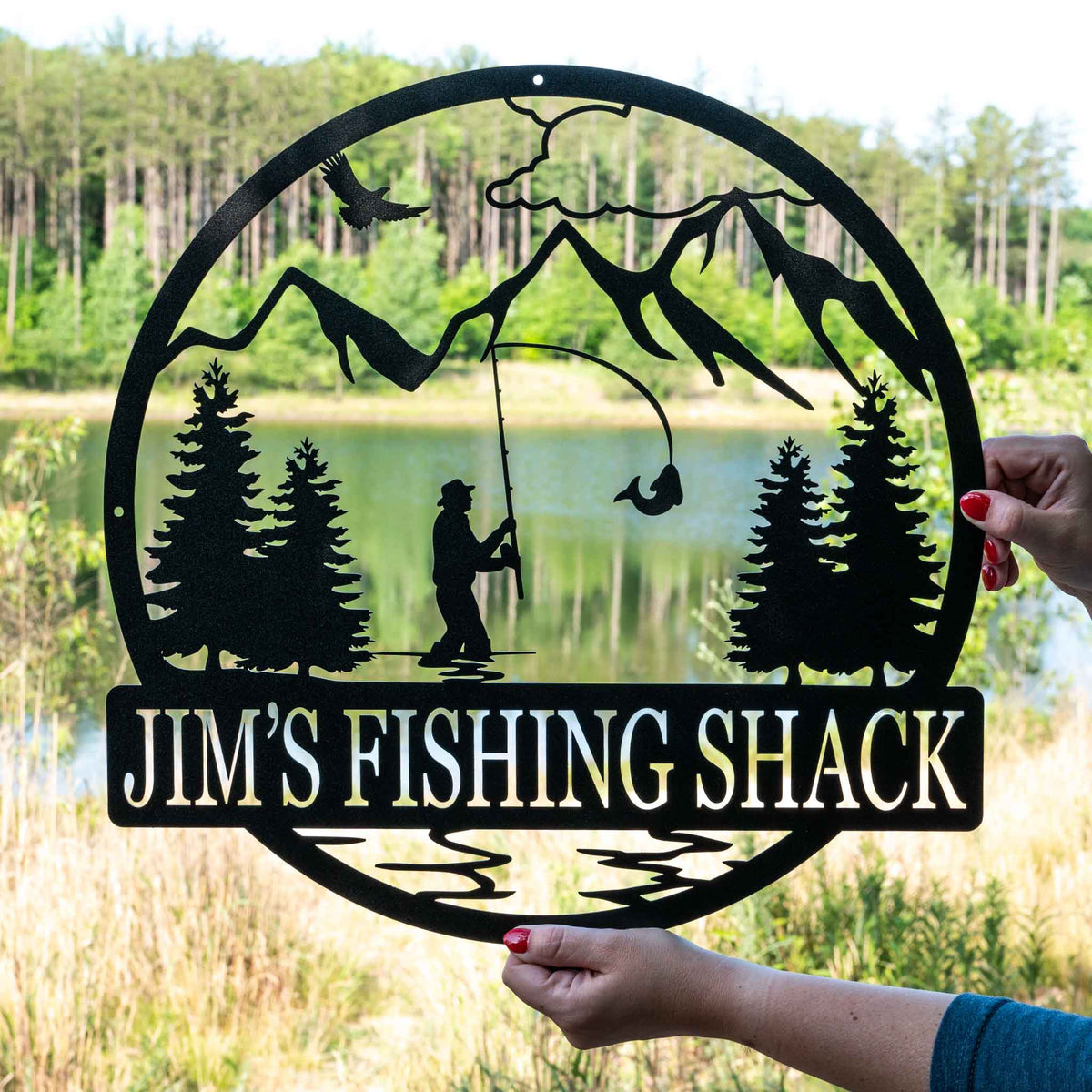 Outdoor Fisherman Name Sign | Fathers Day Gift | Fishing Shack Decor ...