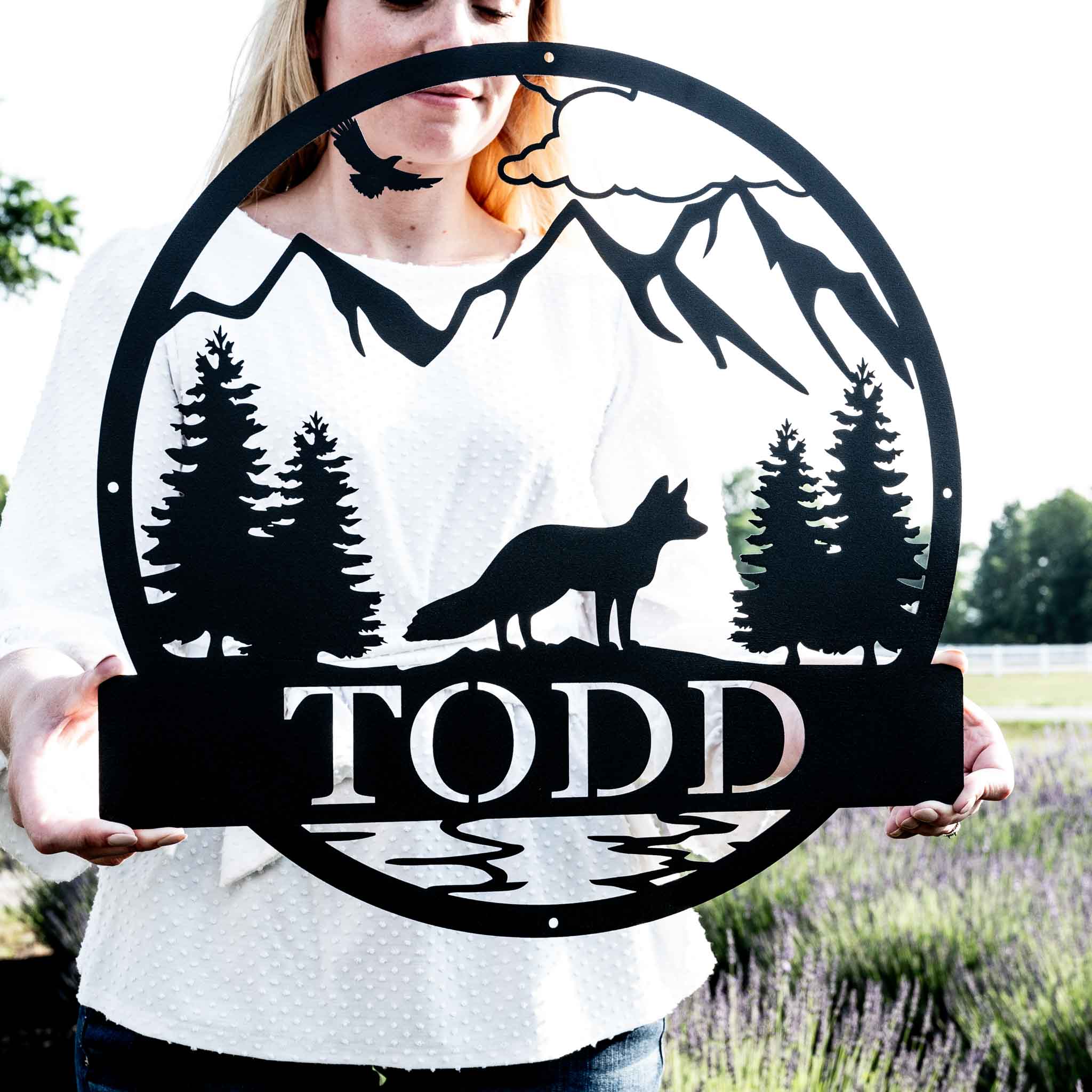 Outdoor Fox Name Sign | Custom Wildlife Decor | Garden Yard Decor ...