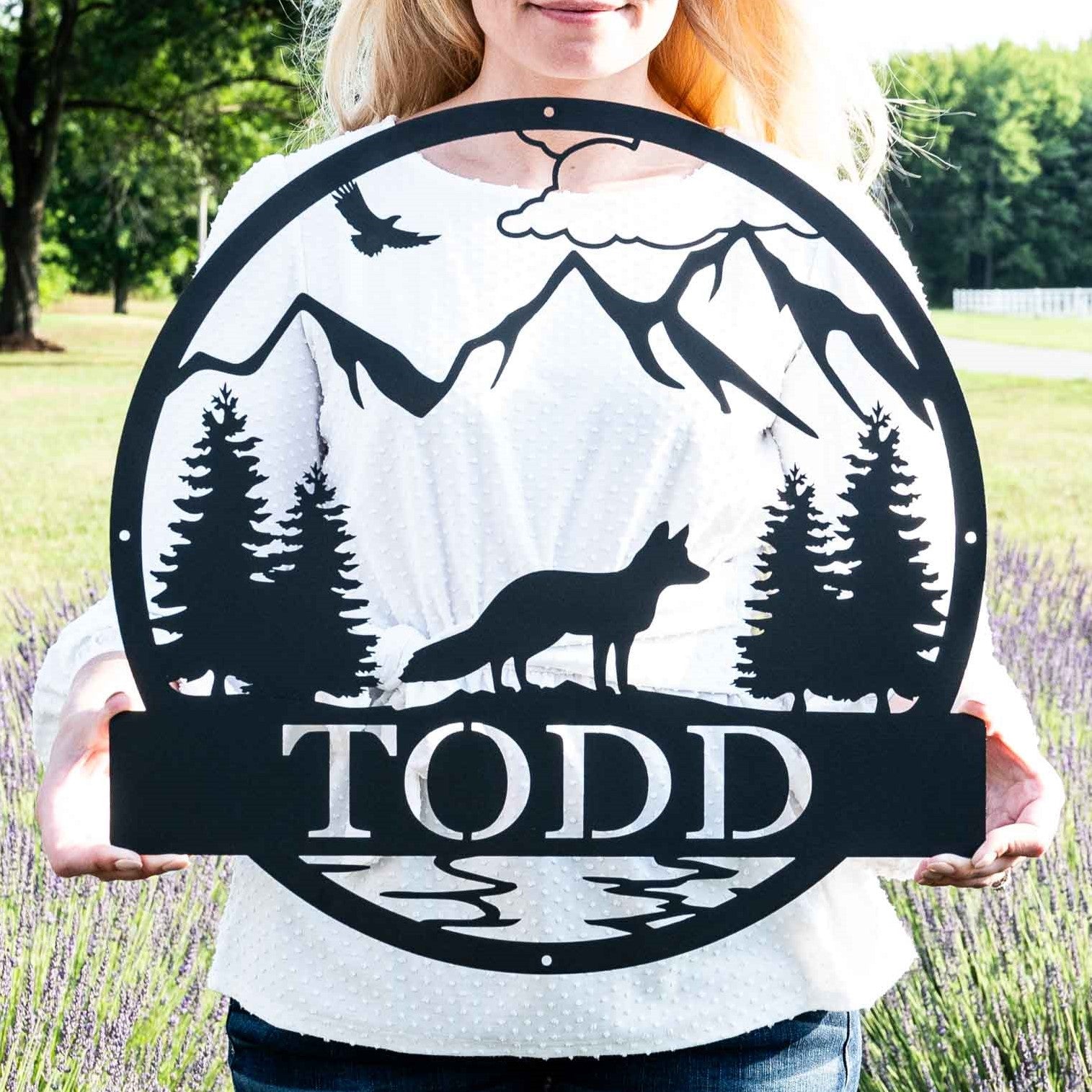 Outdoor Fox Name Sign | Custom Wildlife Decor | Garden Yard Decor ...