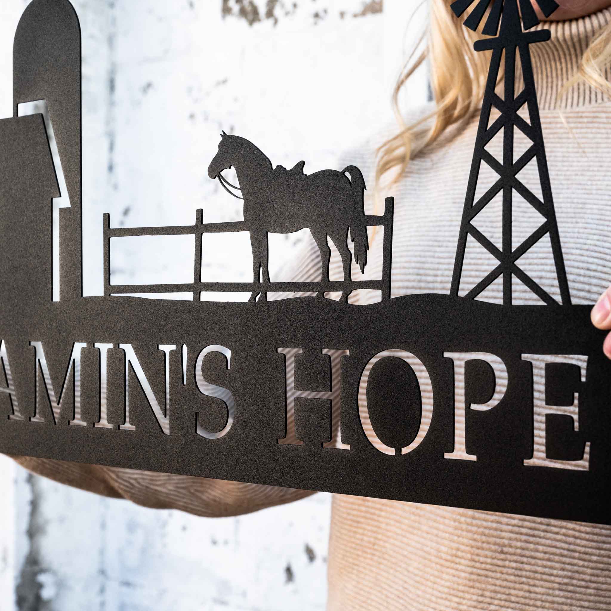 Personalized Metal Outdoor Ranch Scene Name Sign | Custom Farm Decor ...