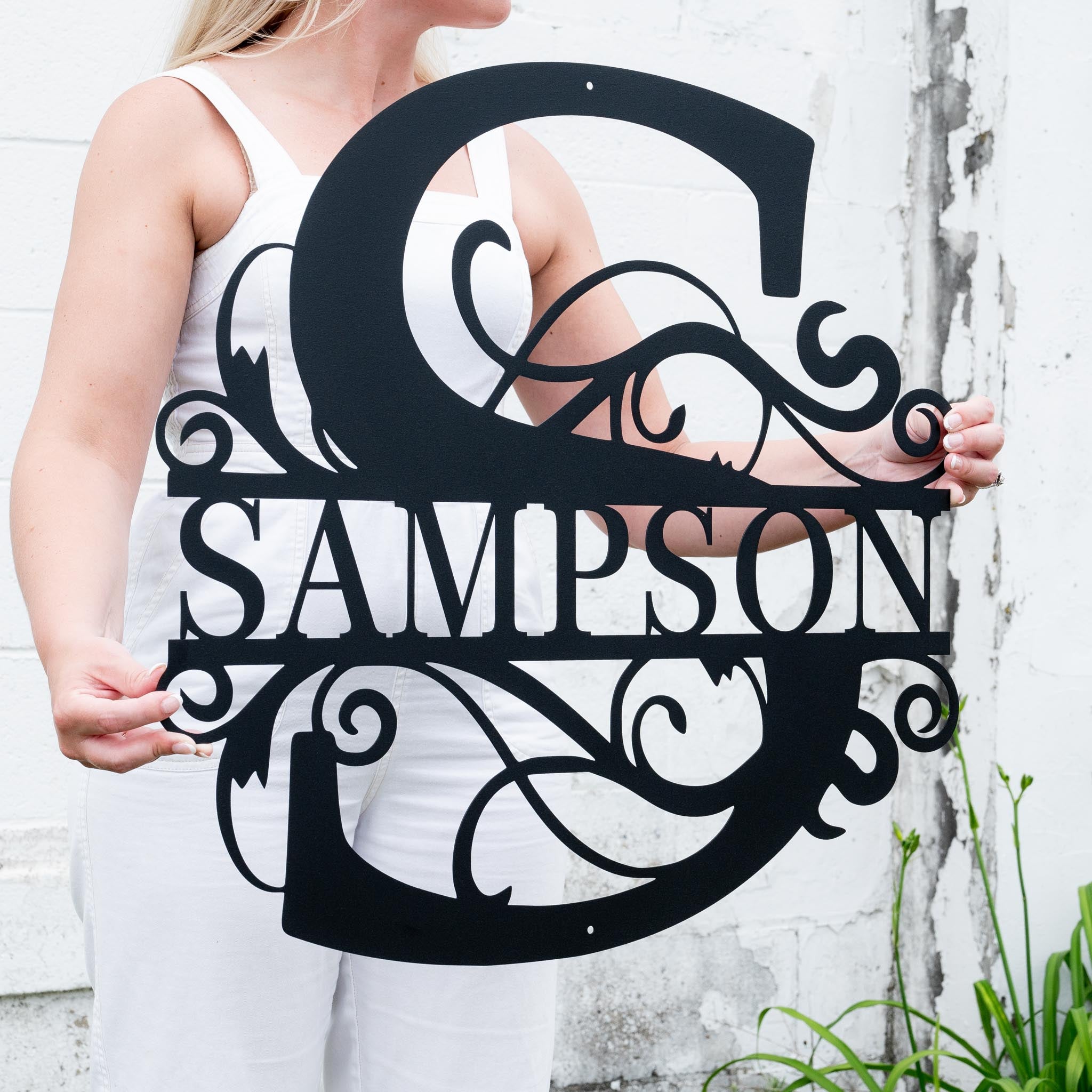 Split Letter Monogram Last Name Sign | Personalized Gift– Lakeshore ...