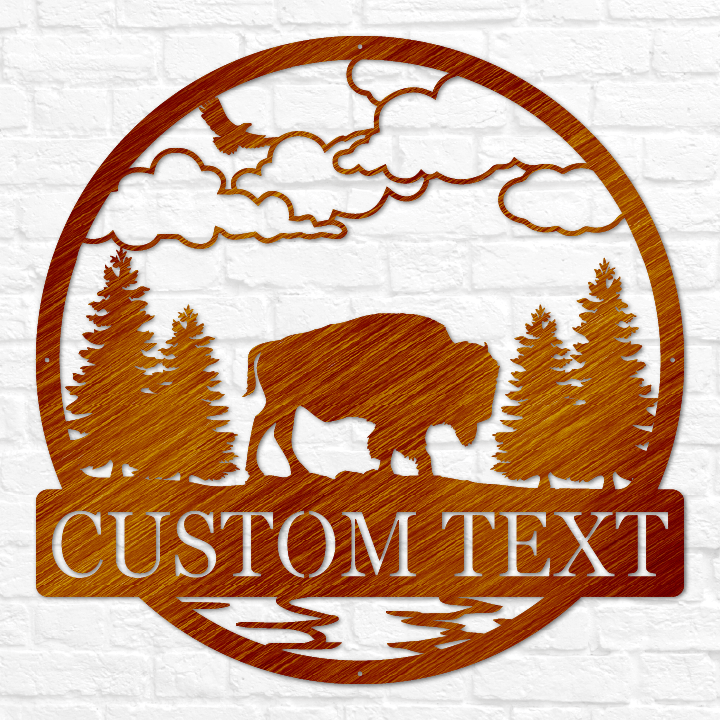 Personalized Bison Wall Art | Bison Name Sign | Outdoor Farm Barn Sign ...