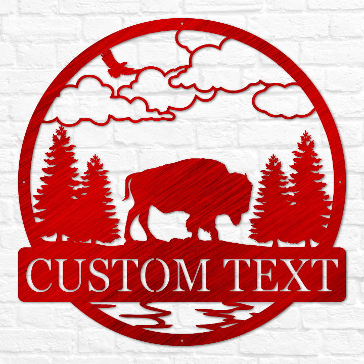 Personalized Bison Wall Art | Bison Name Sign | Outdoor Farm Barn Sign ...