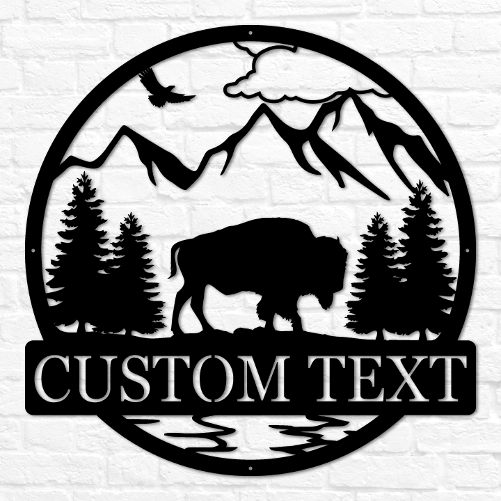 Personalized Bison Wall Art | Bison Name Sign | Outdoor Farm Barn Sign ...
