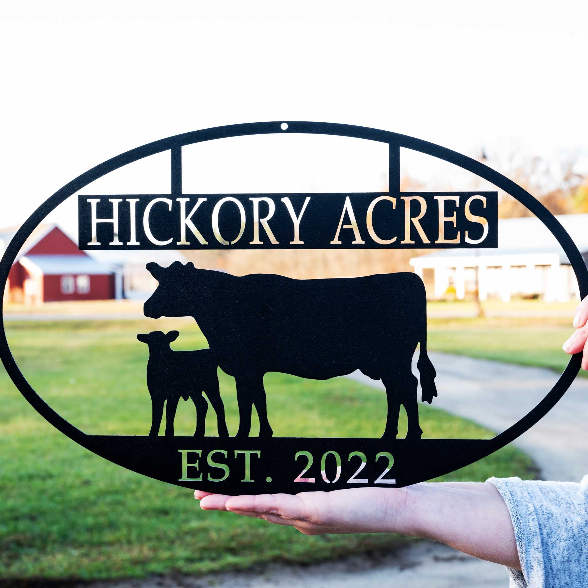 Cow Oval Monogram | Rustic Farmhouse Decor | Farm Name Sign– Lakeshore ...