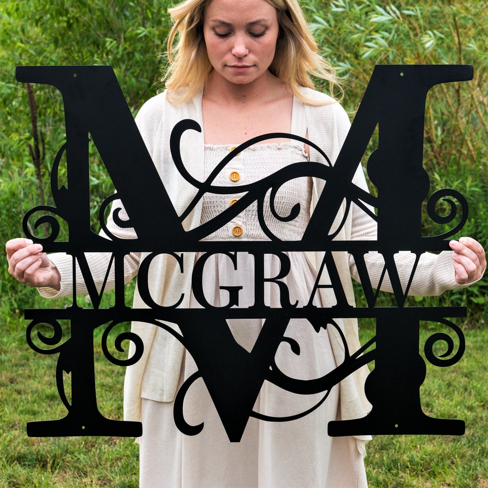 Split Letter Monogram Last Name Sign | Personalized Gift– Lakeshore ...