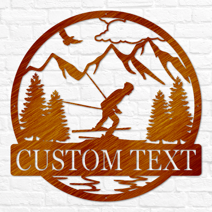 Outdoor Downhill Skiing Name Sign | Mountain Lodge Ski Resort Decor ...