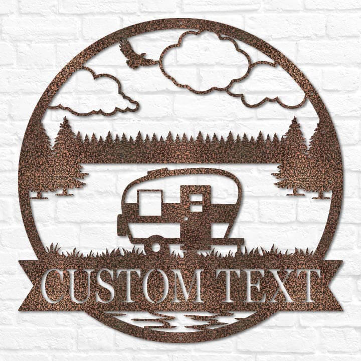 Retro Camper Outdoor Monogram | Custom Metal Name Sign | Cabin Decor ...
